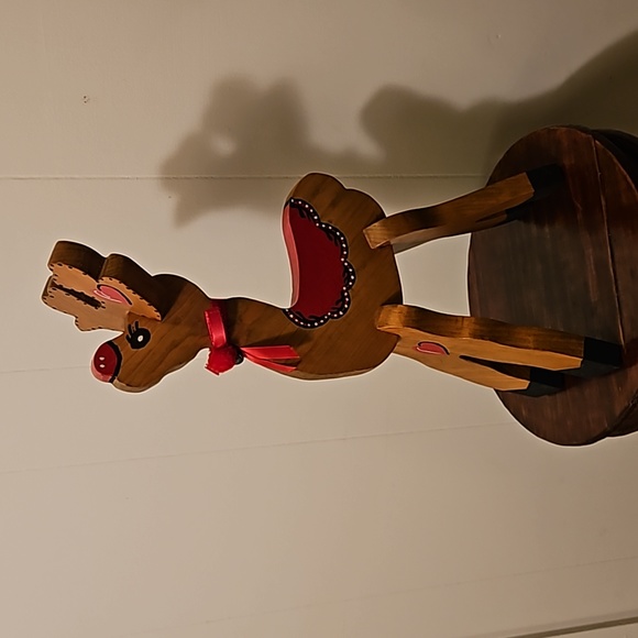 Vintage | Holiday | Vintage Wood Rudolph The Red Nose Reindeer Large ...